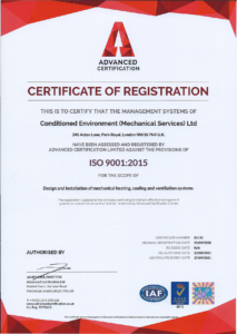 Our Certifications - Conditioned Environment Mechanical Services